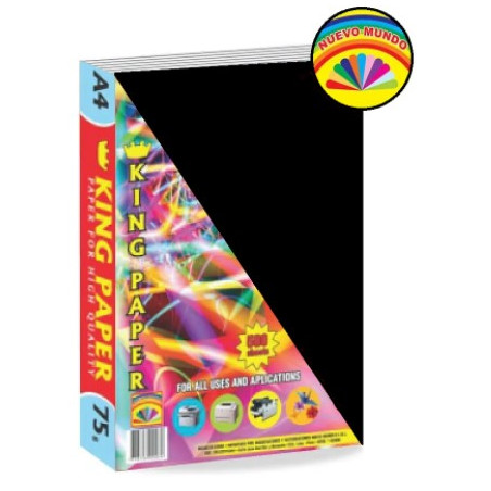 PAPEL BOND A4 75 GR NEGRO "KING PAPER"